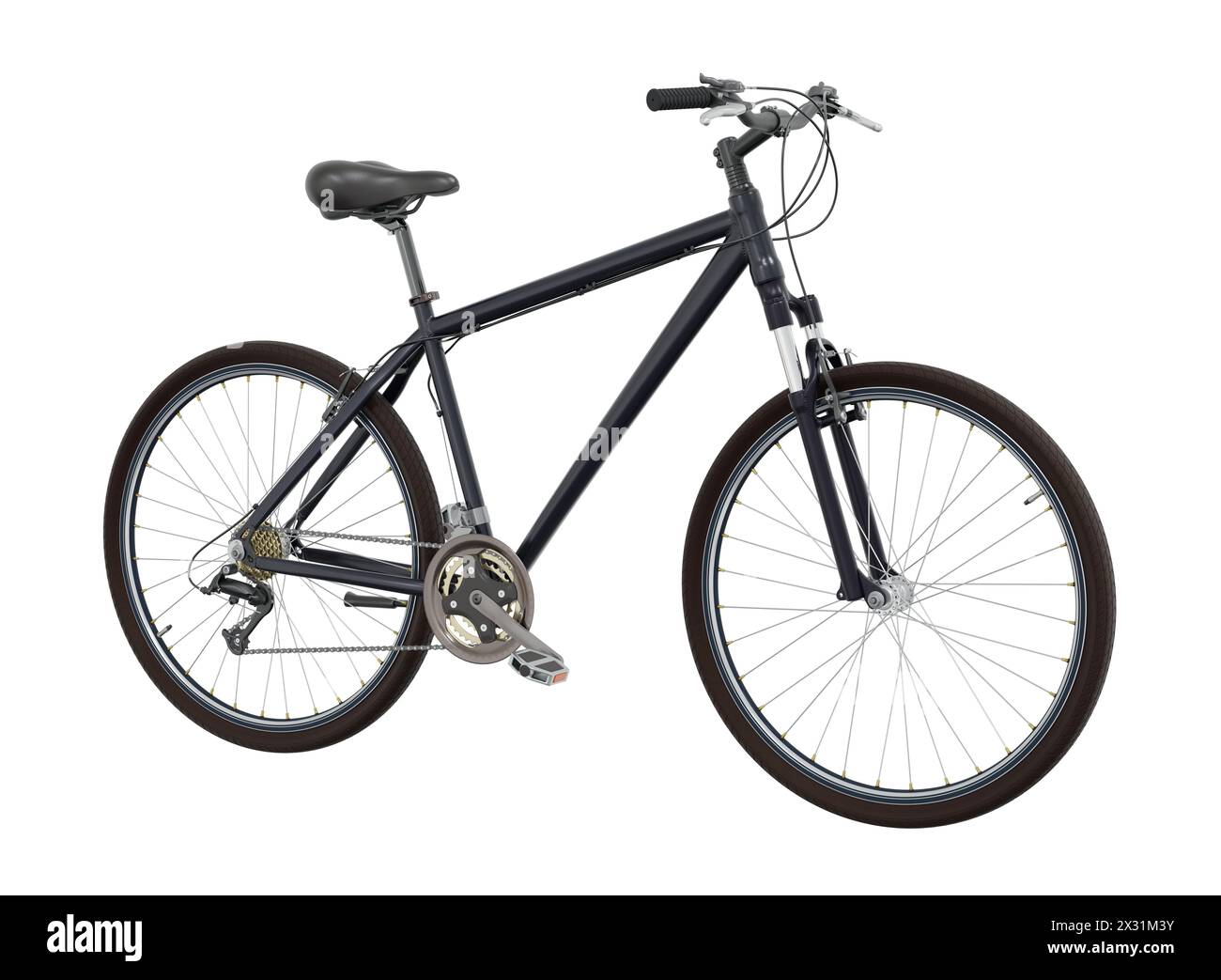 Black bicycle, side front view isolated on white background, 3D ...