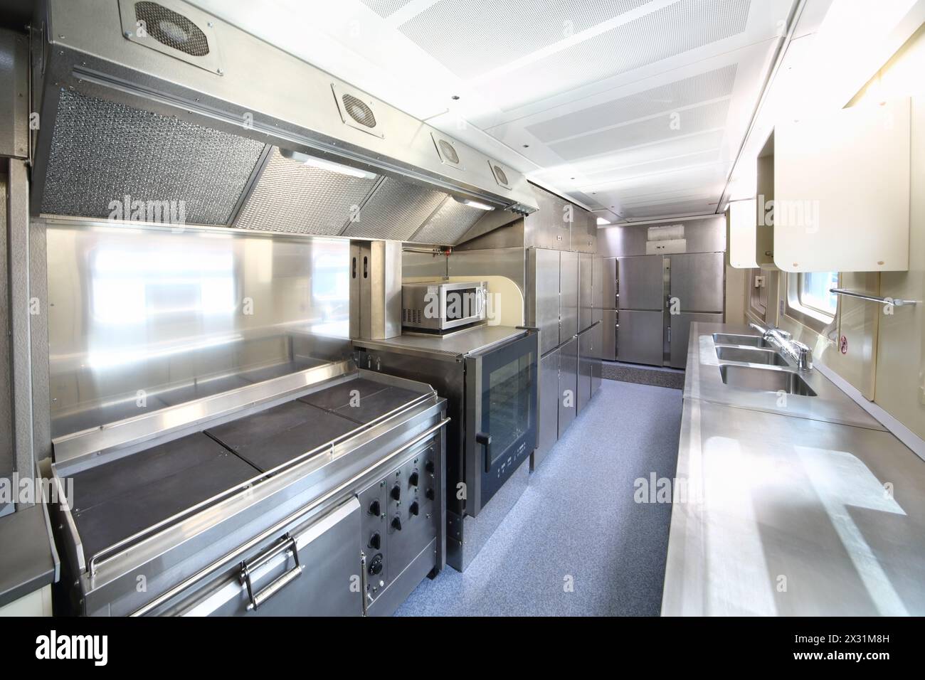 TVER - JUN 05: The kitchen furnishings in the train, on June 05, 2013 ...