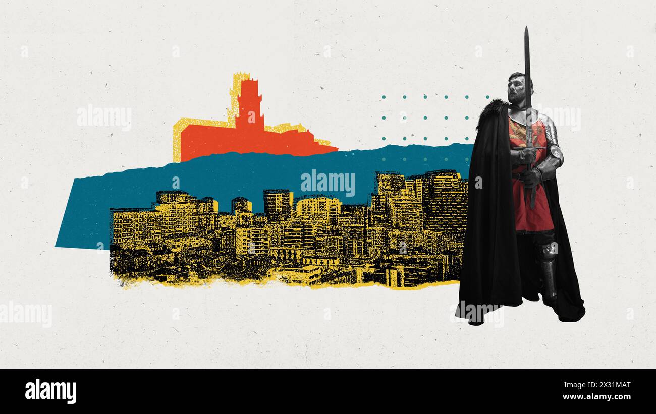 Poster. Commanding figure in historical warrior attire stands against ...