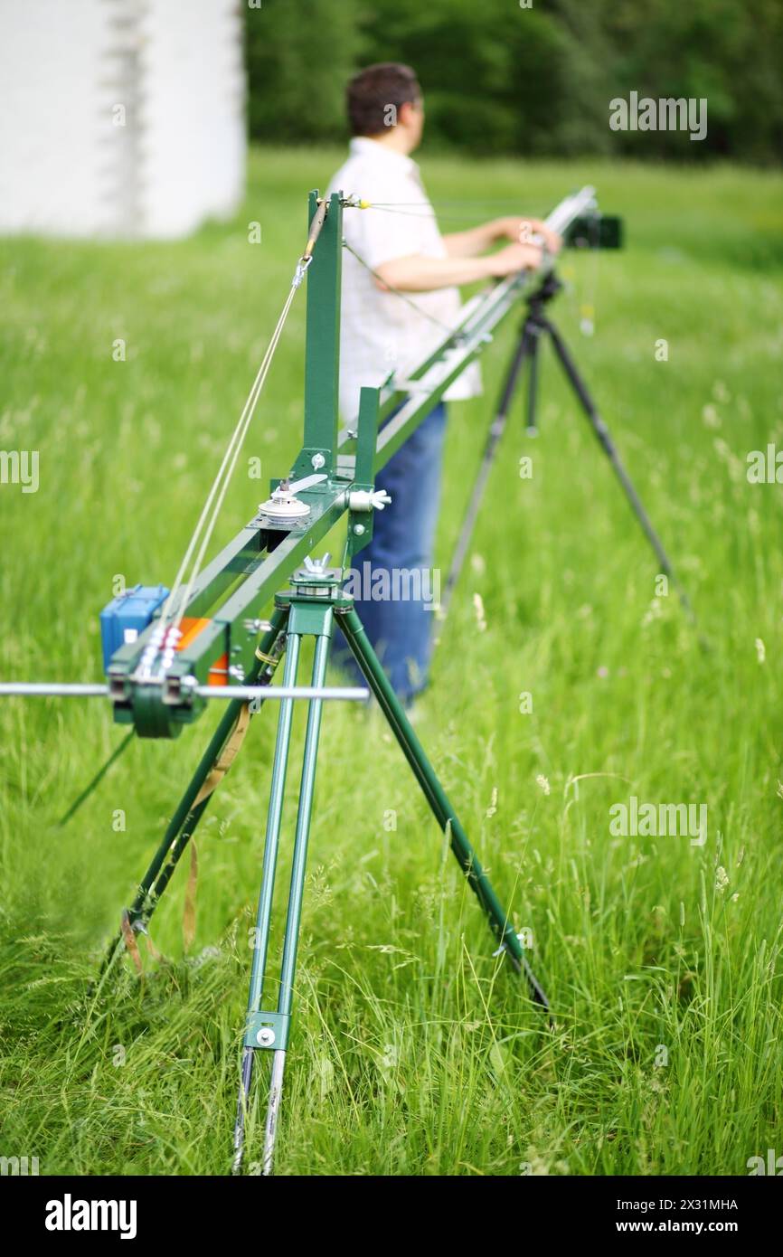 Using homemade crane for camera in shooting Stock Photo - Alamy