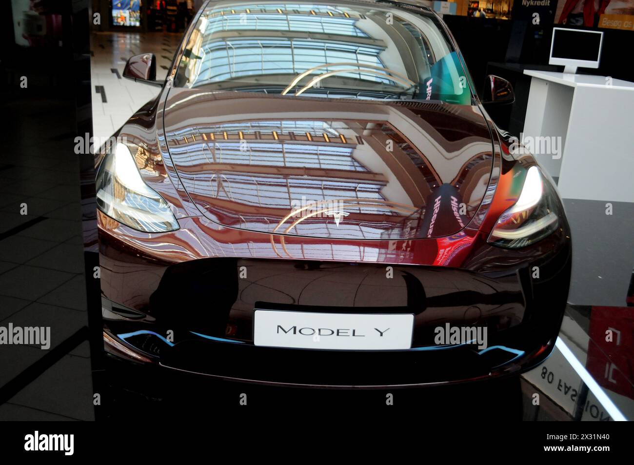 Copenhagen, Denmark /24 April 2024/Tesla model Y car in danish capital ...