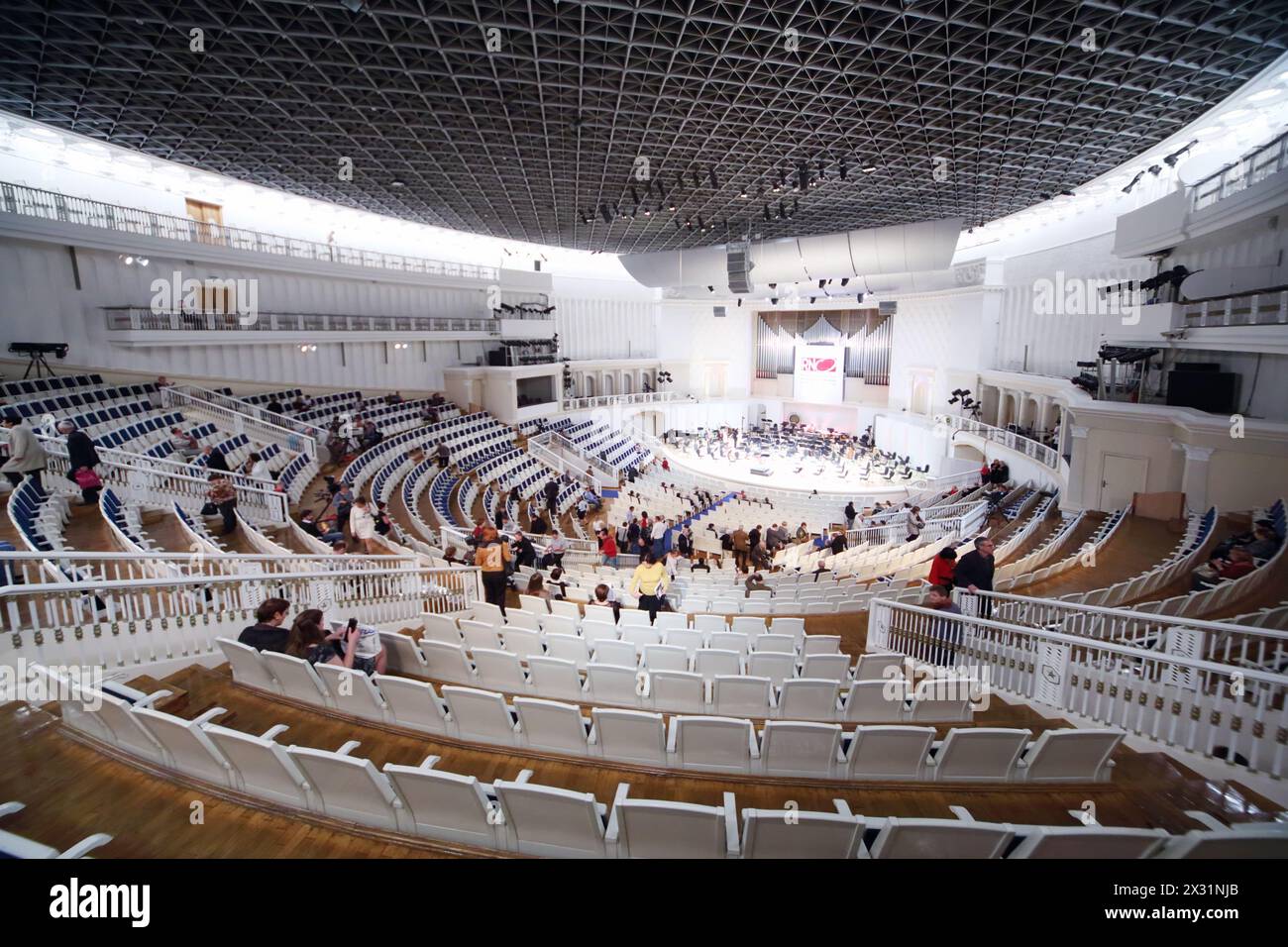 MOSCOW - SEPTEMBER 8: Spectators sit down on seats prior to IV Grand ...