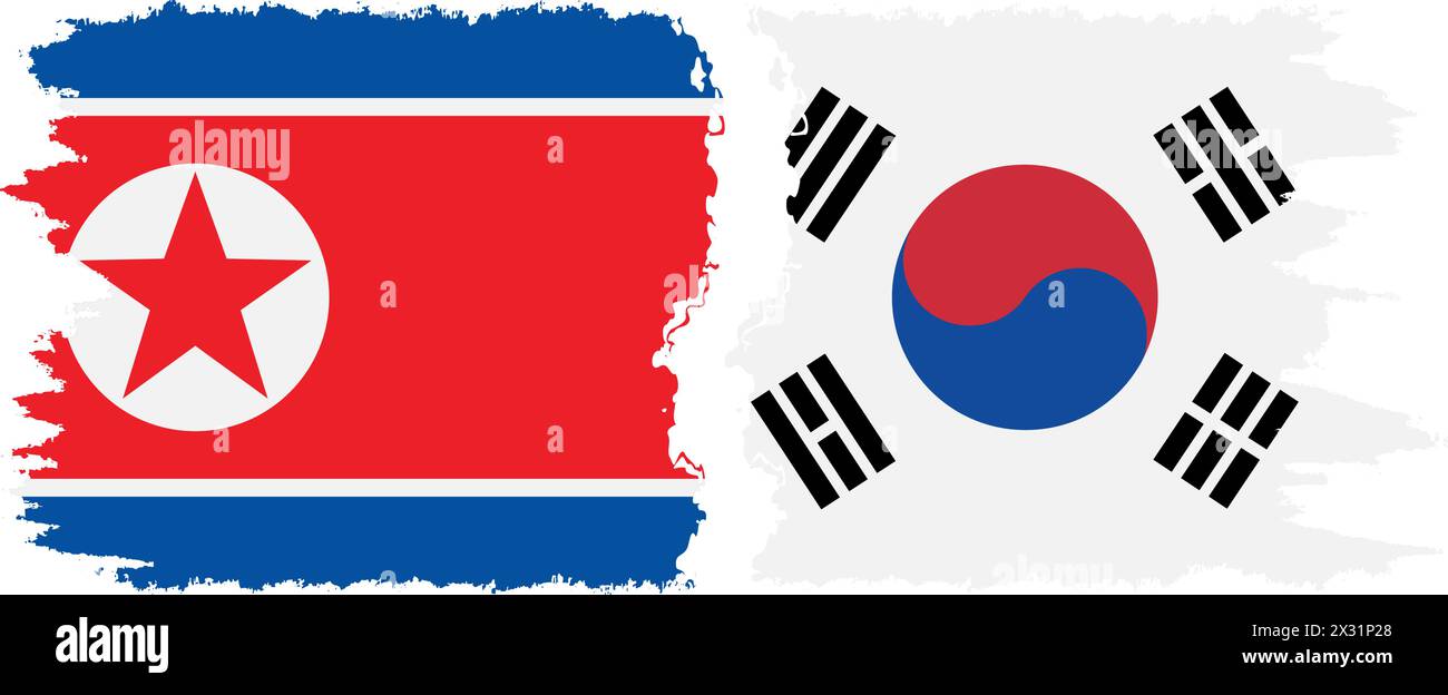 South Korea and North Korea grunge flags connection, vector Stock ... South Korea and North Korea grunge flags connection, vector Stock ...
