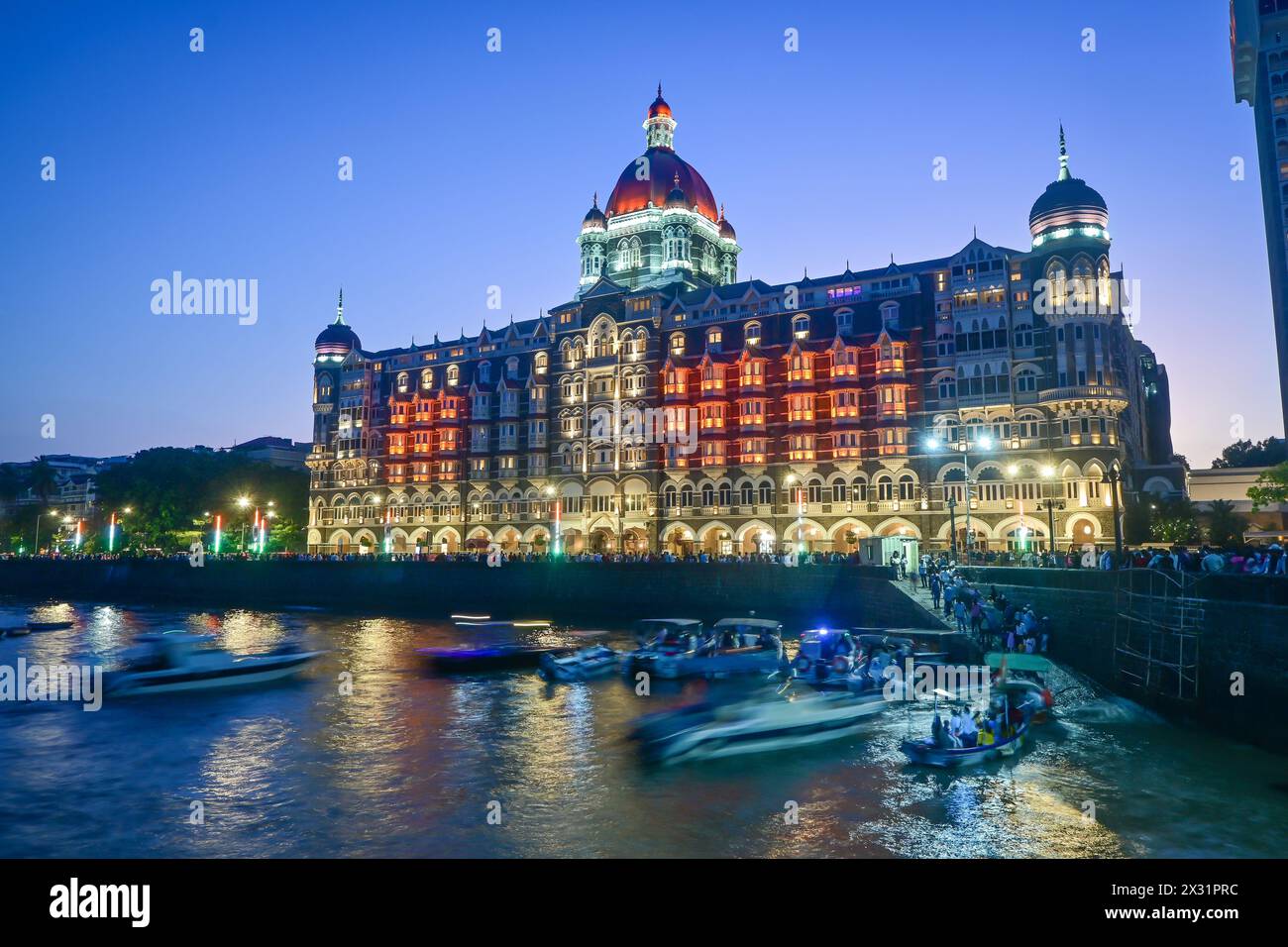 Taj Mahal Palace Hotel at twilight. Iconic Indian luxury hotel in ...