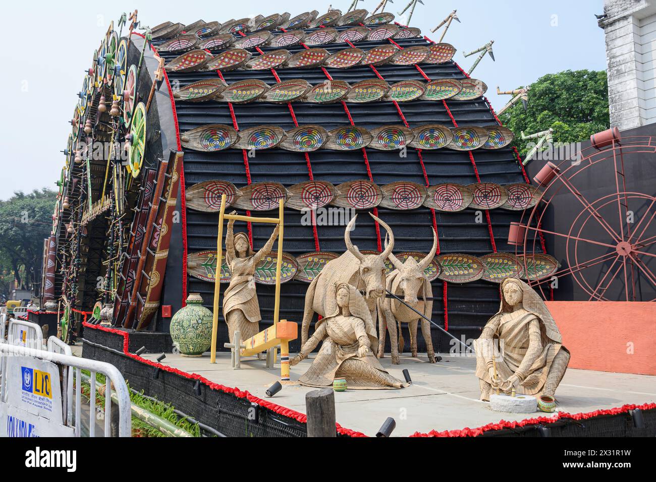 View of decorated Durga Puja pandal in Kolkata, West Bengal, India on ...