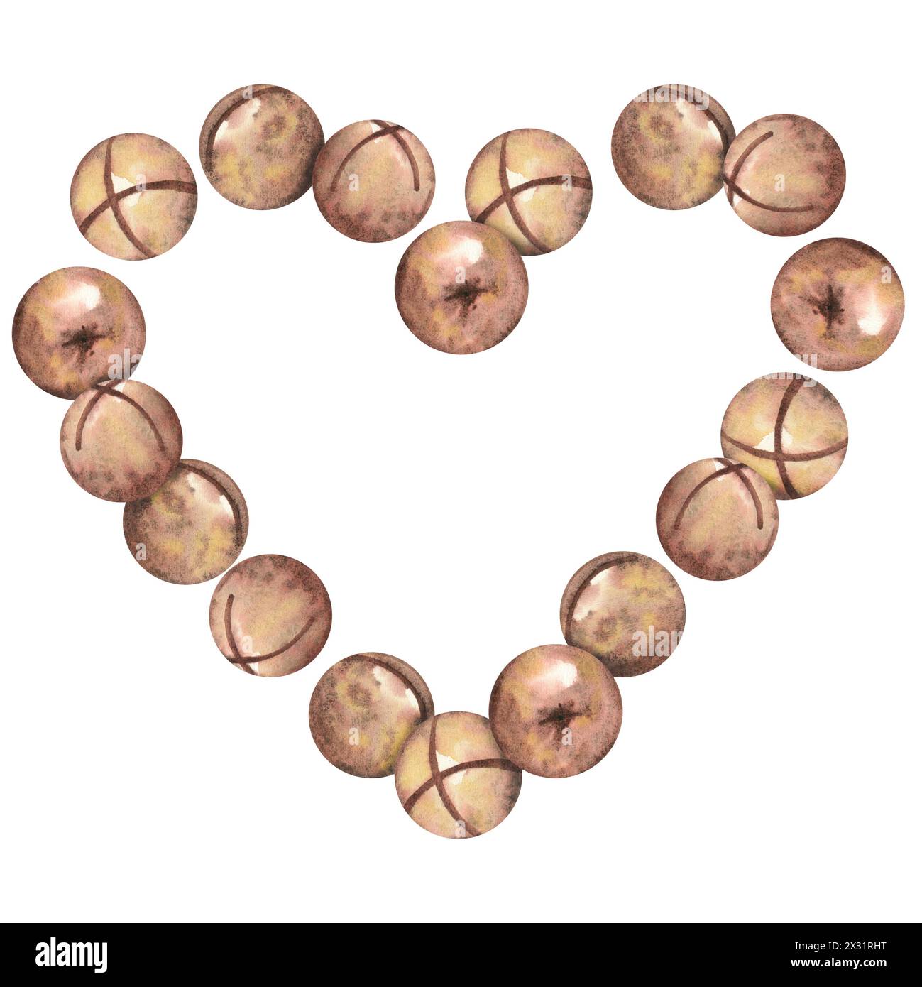 Heart-shaped frame made of ripe macadamia nuts on a white background ...