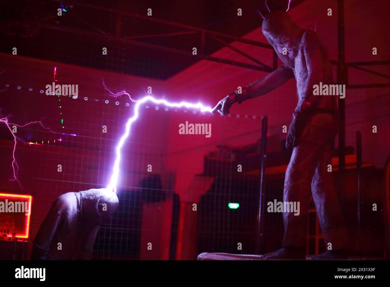 MOSCOW - FEBRUARY 8: Man wins another man by lightning at presentation ...