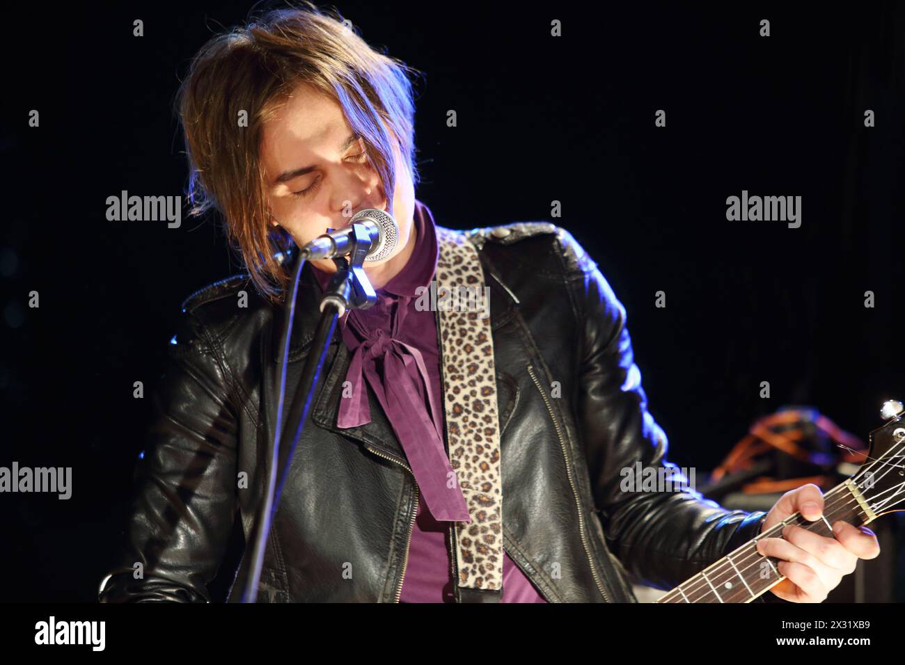 Rock guitarist man in leather hi-res stock photography and images - Alamy