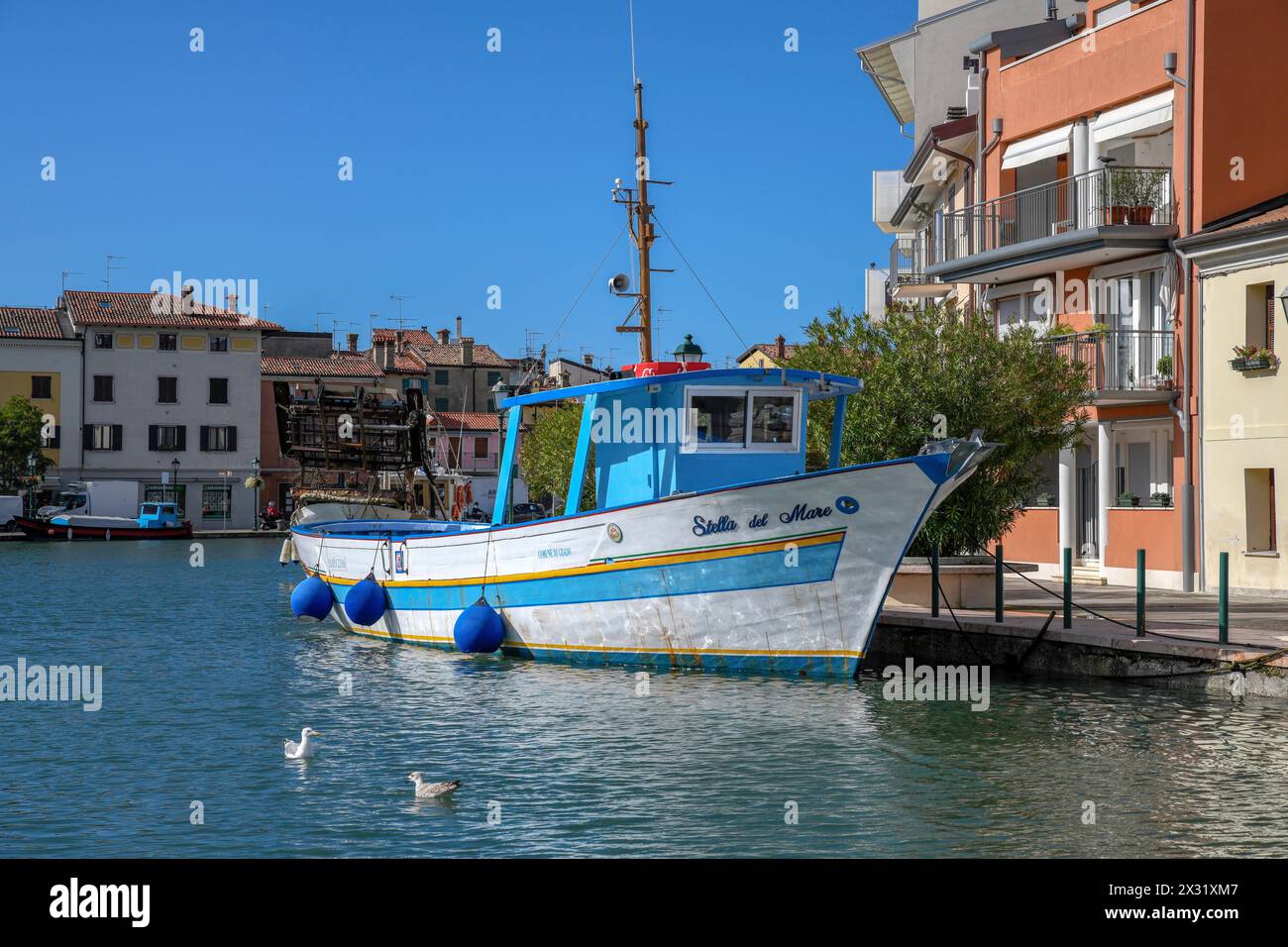geography / travel, Italy, Friuli, fishing boat in the canals of the ...