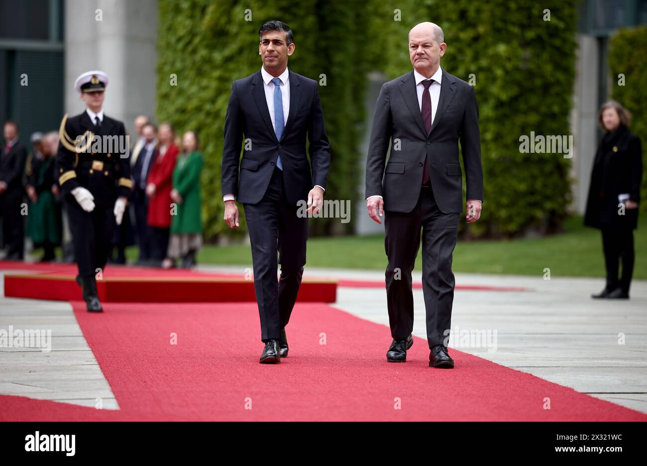 Prime Minister Rishi Sunak (left) and Germany's Chancellor Olaf Scholz ...