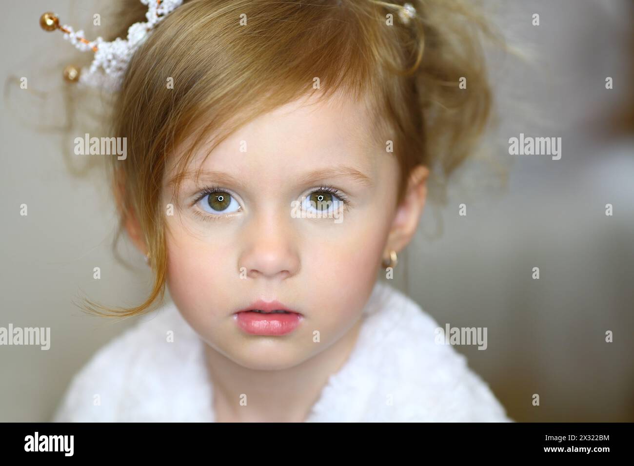 Facial portrait of a little girl with a crown on his head Stock Photo ...