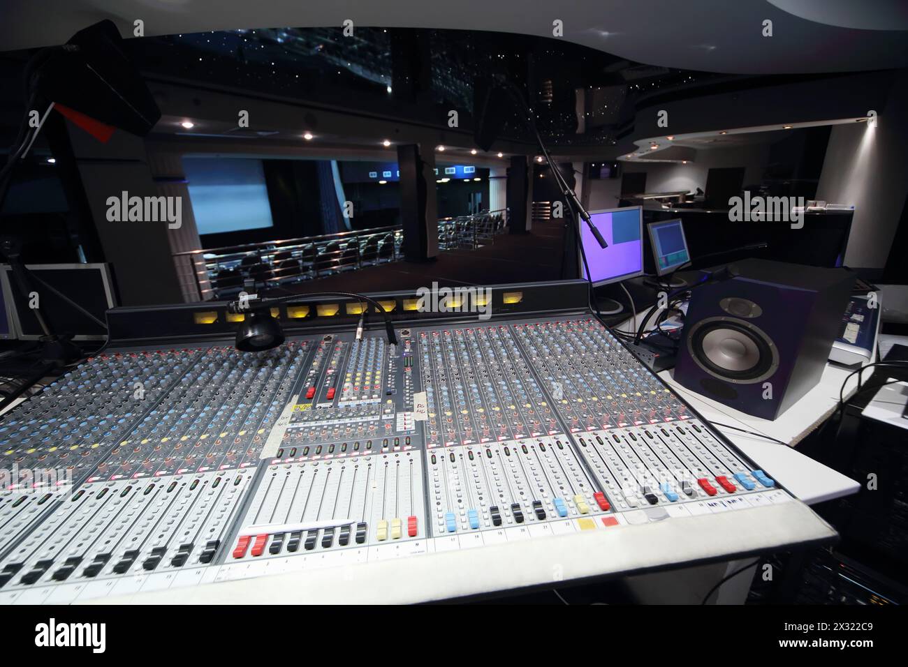 Equipment for management of sound system in large concert hall Stock ...