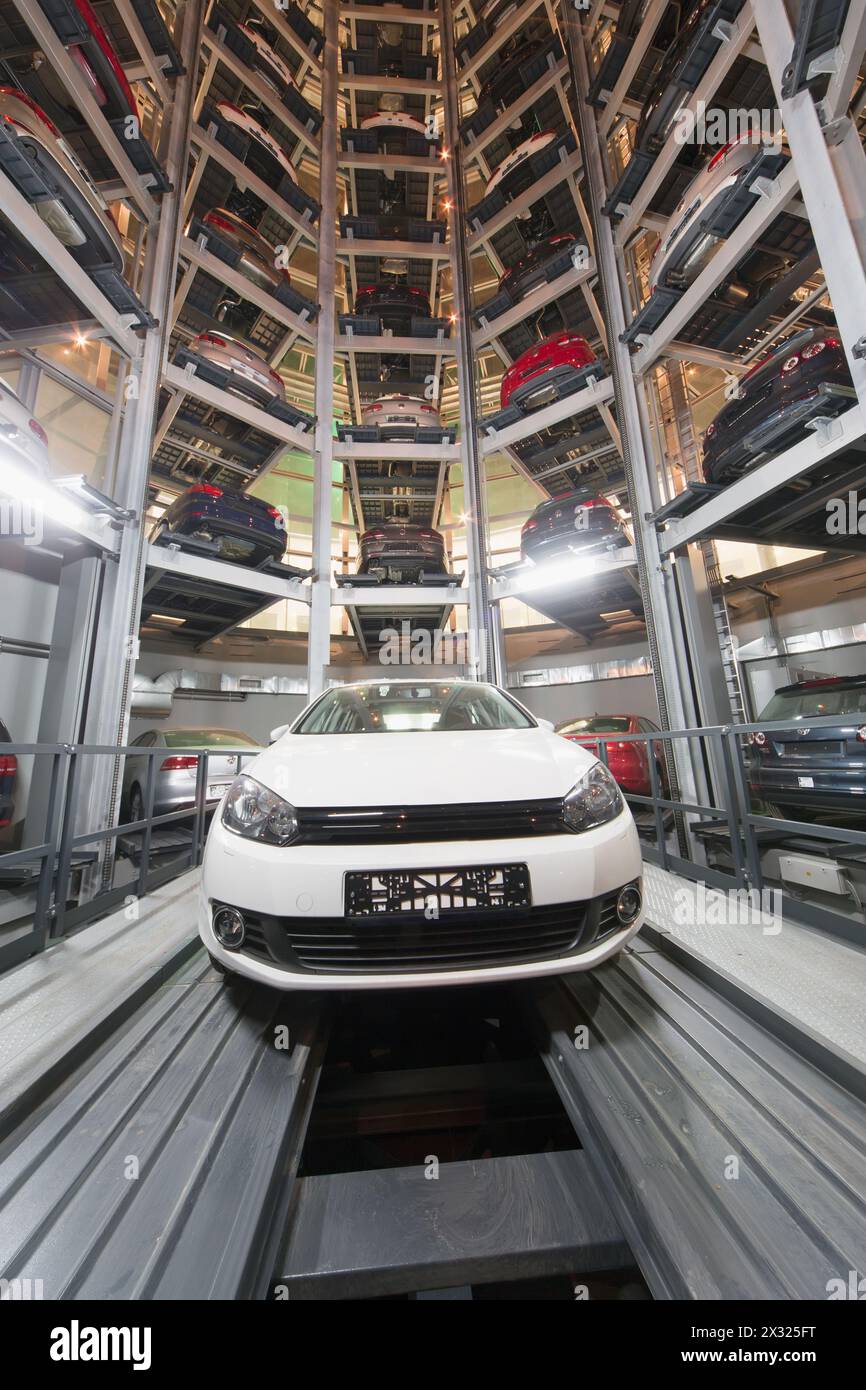 The car in center of premise for storage cars in Center at night. The ...