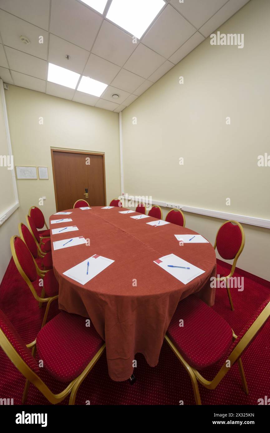 Modern empty conference room with a red carpet on the floor Stock Photo ...