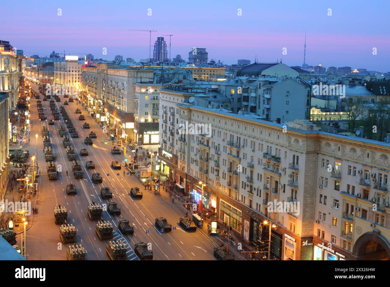 MOSCOW - MAY 3: Land-based military equipment at the rehearsal of ...