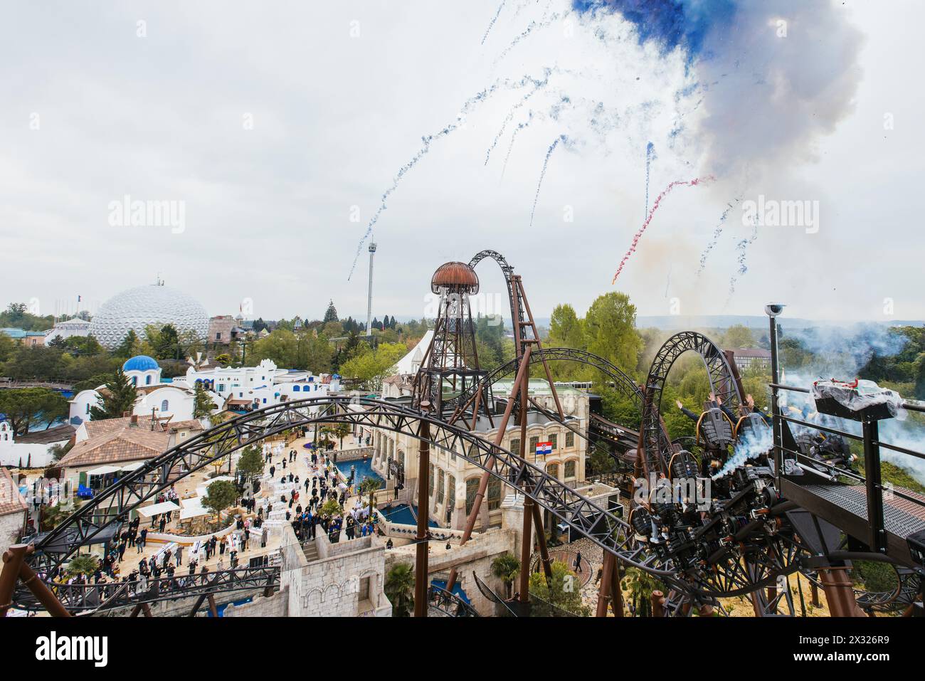Rust, Germany. 24th Apr, 2024. Passengers ride the Voltron Nevera ...
