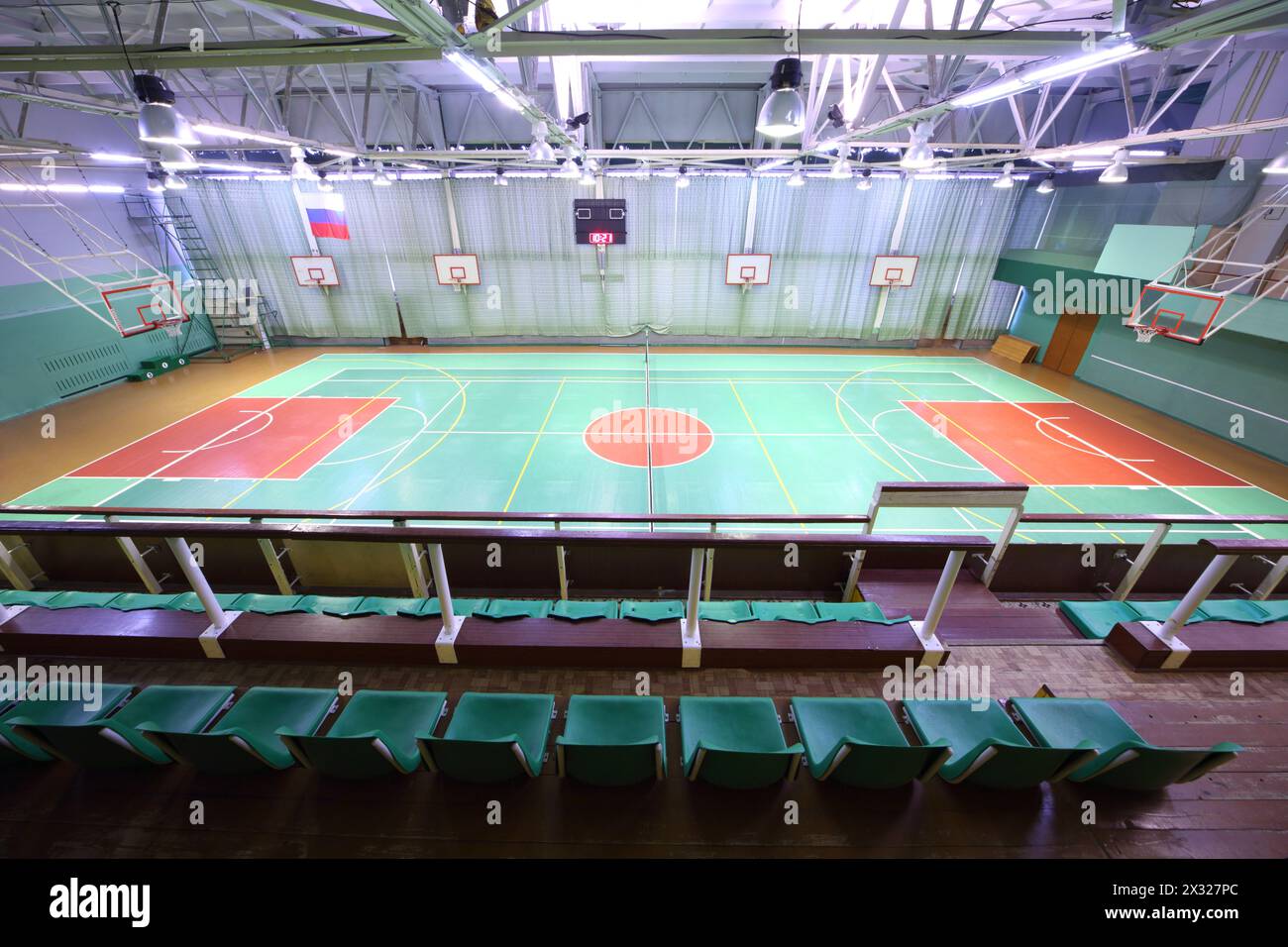 View from the spectator seats at the indoor athletic field Stock Photo ...