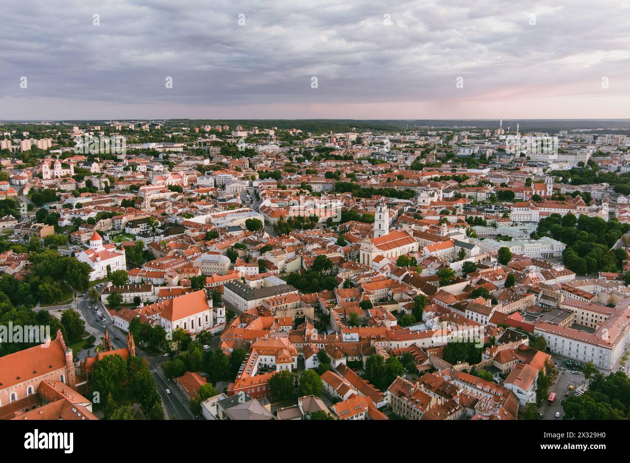 Aerial view of Vilnius Old Town, one of the largest surviving medieval ...