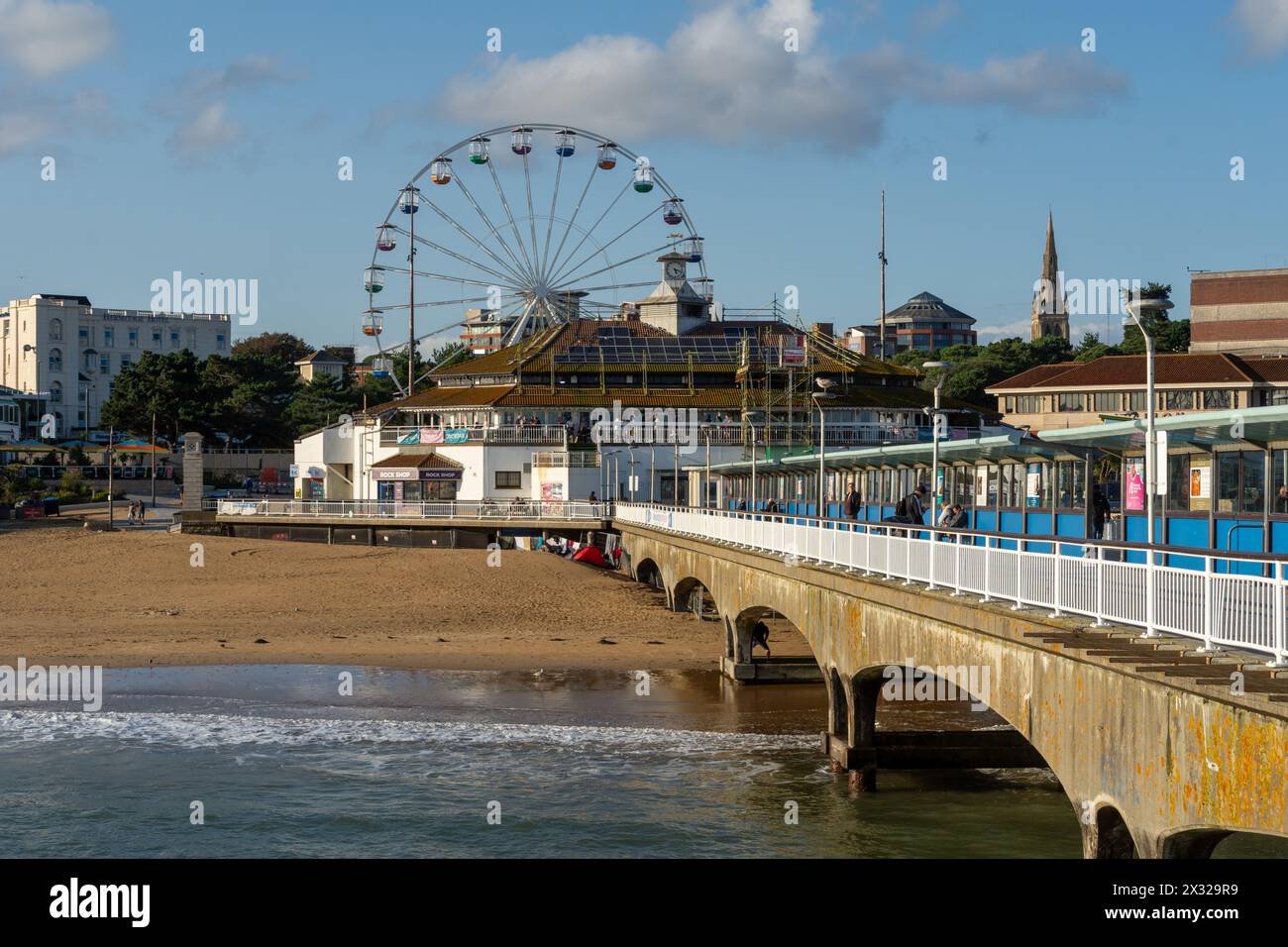 Bournemouth, UK - September 22nd 2023: The West Beach with pier and ...