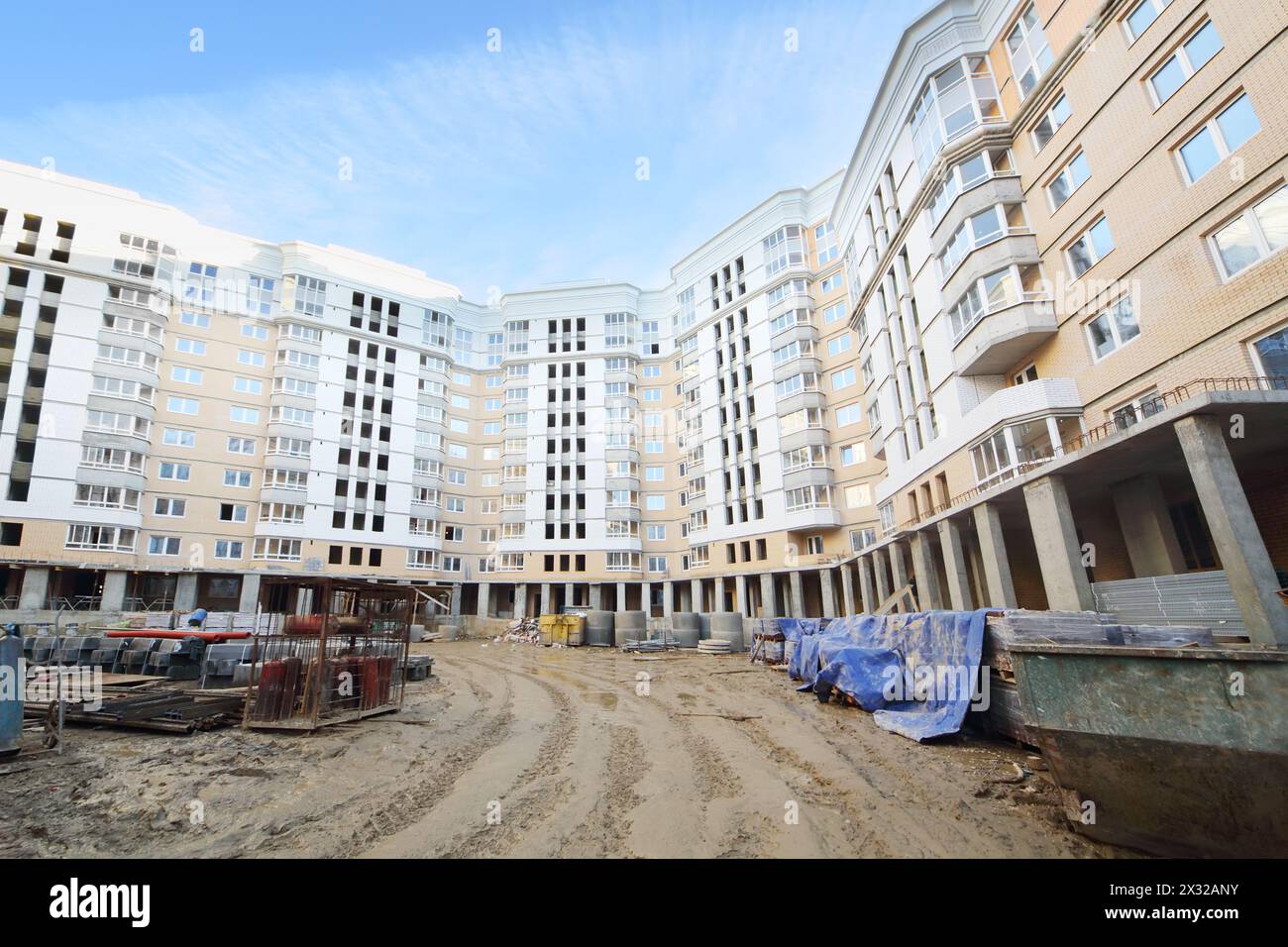 Multi-storey building under construction and concrete structures on ...