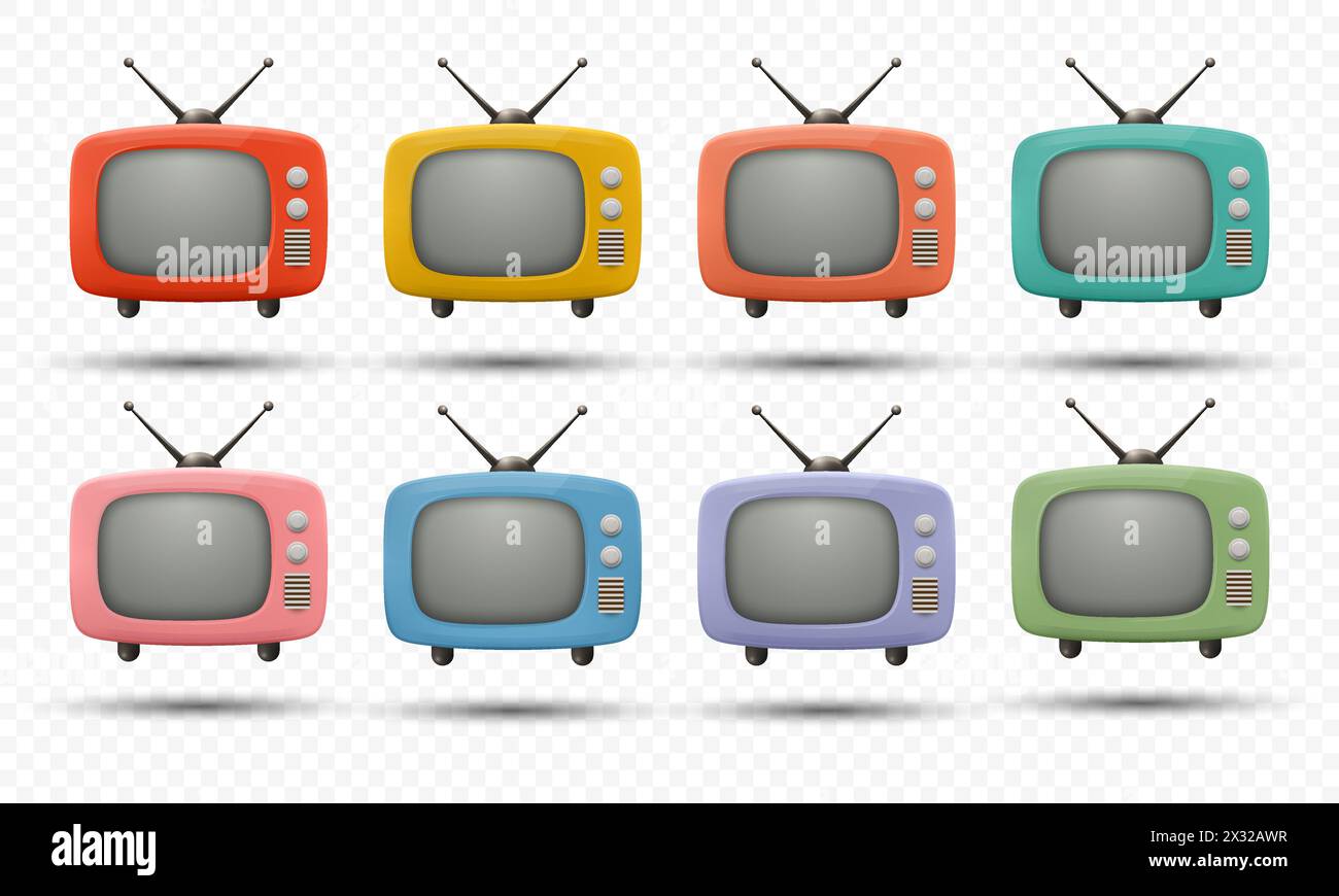 Vector 3d Vintage TV Set Icon Set. Retro TV Icons, Design Template ...