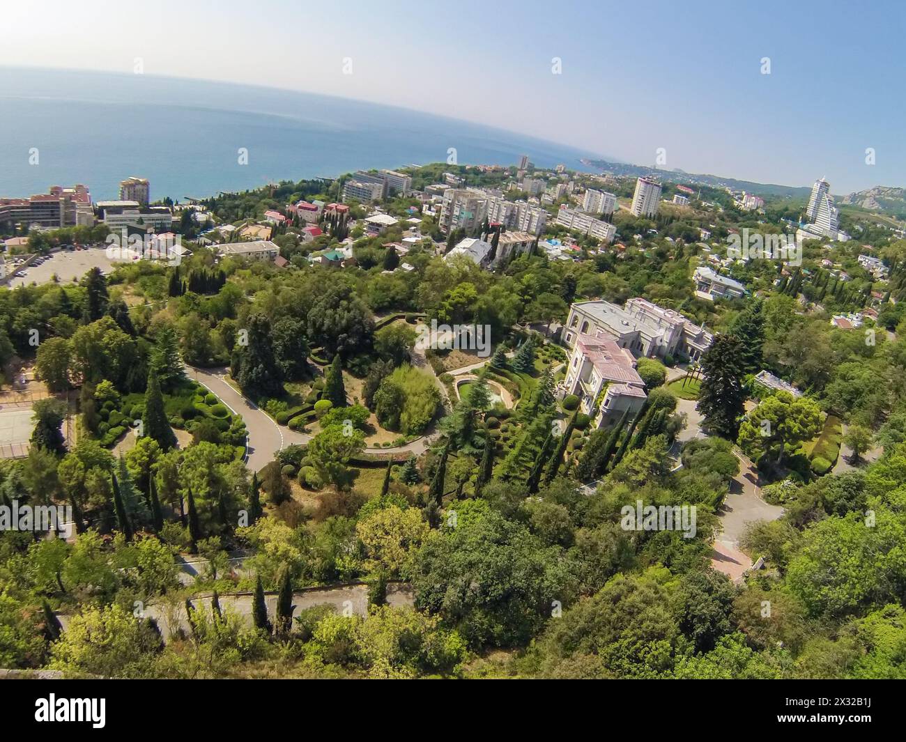 Coastal area with Yusupov Palace and Park, view from unmanned ...
