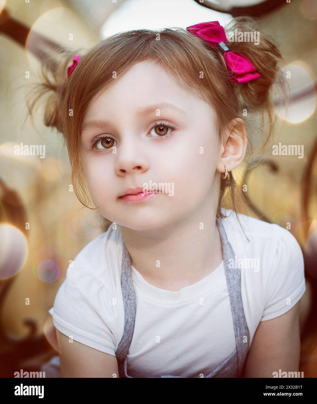 little girl in shop portrait collage Stock Photo - Alamy