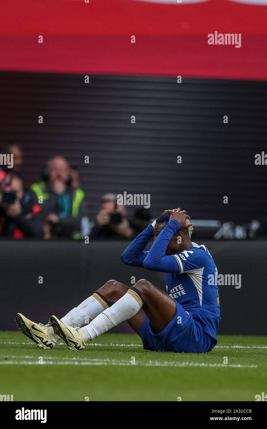 Nicolas Jackson of Chelsea after missing- Manchester City v Chelsea ...