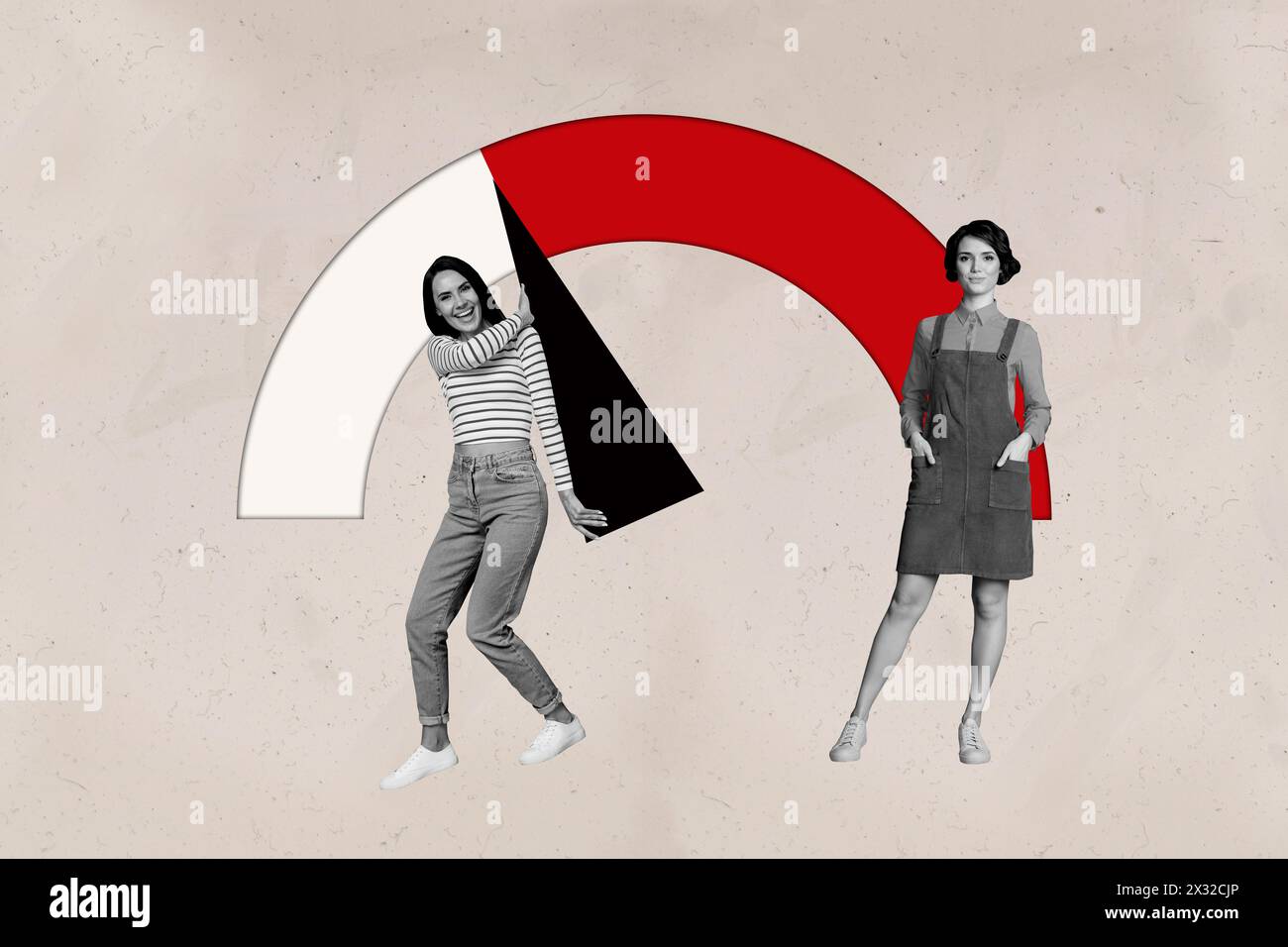 3D photo collage artwork sketch image of silhouette two young lady ...