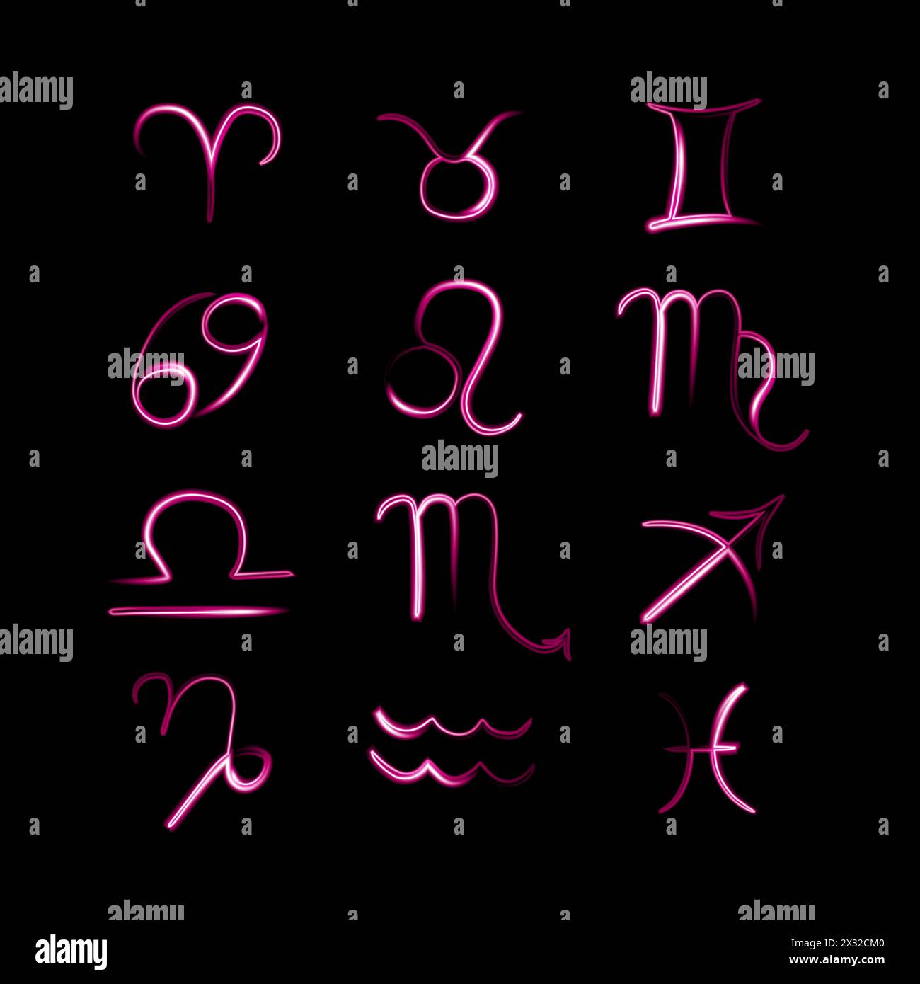 Set of zodiac signs with neon effect Stock Vector Image & Art - Alamy