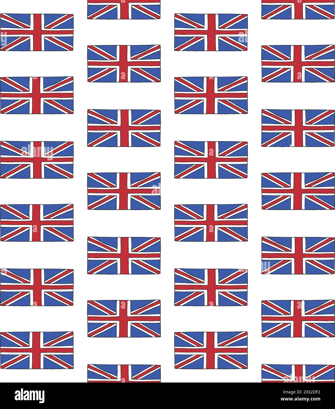 Vector seamless pattern of hand drawn doodle sketch Great Britain flag ...