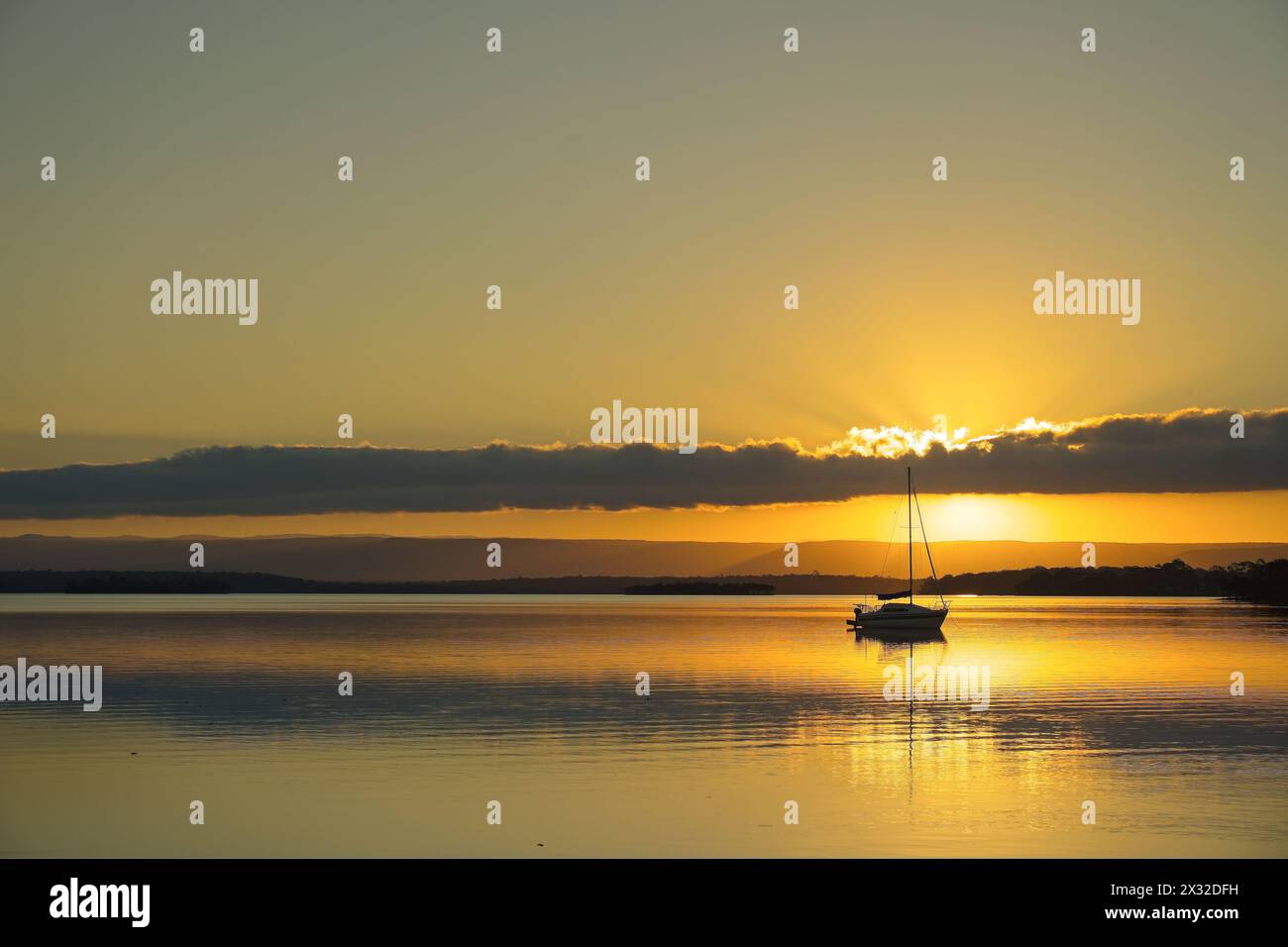 Golden Sunset St. Georges Basin, Australia Stock Photo - Alamy