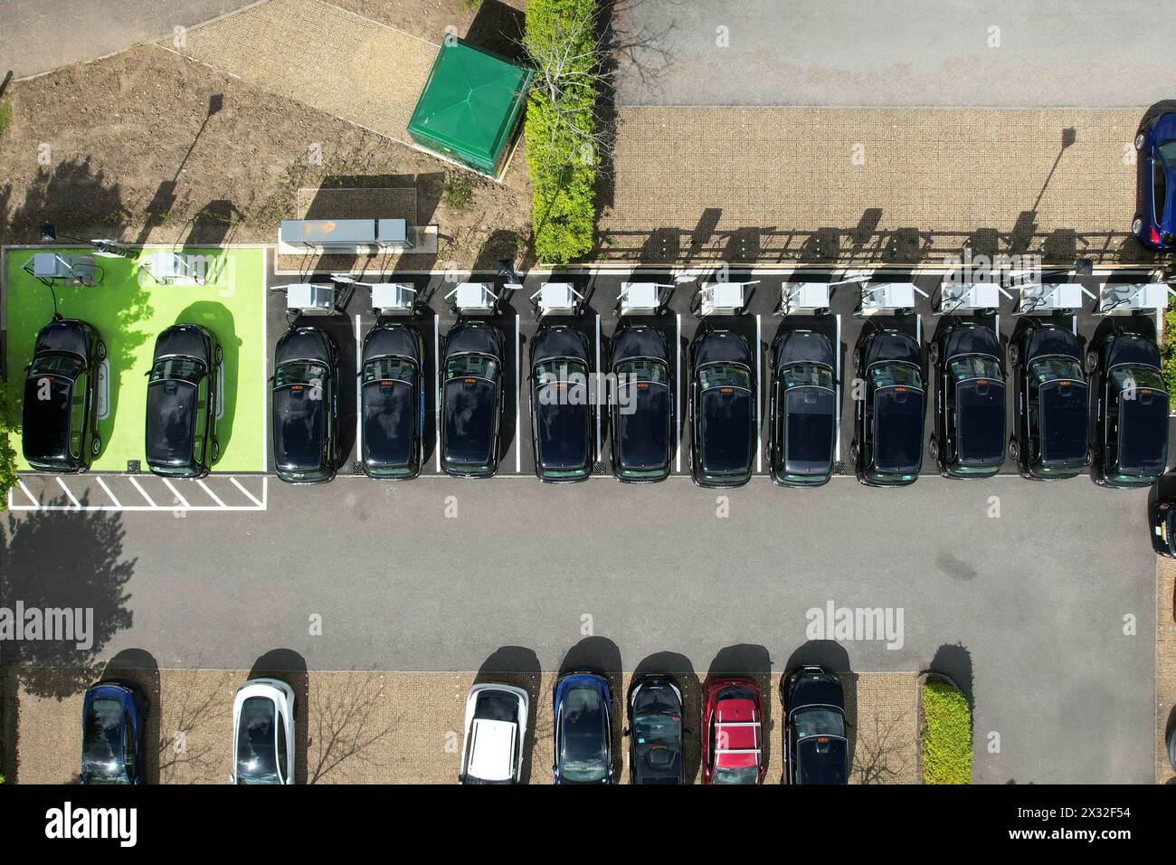 EDITORIAL USE ONLY An aerial view taken from a drone of the launch of InstaVolt's largest ultra ...