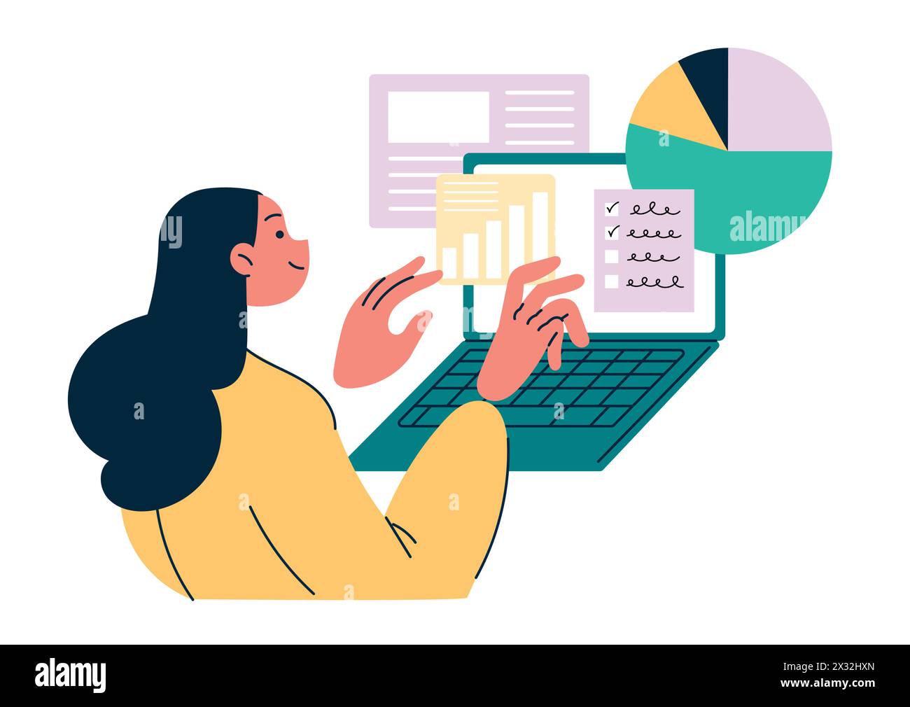 Employee working studying online Stock Vector Images - Alamy
