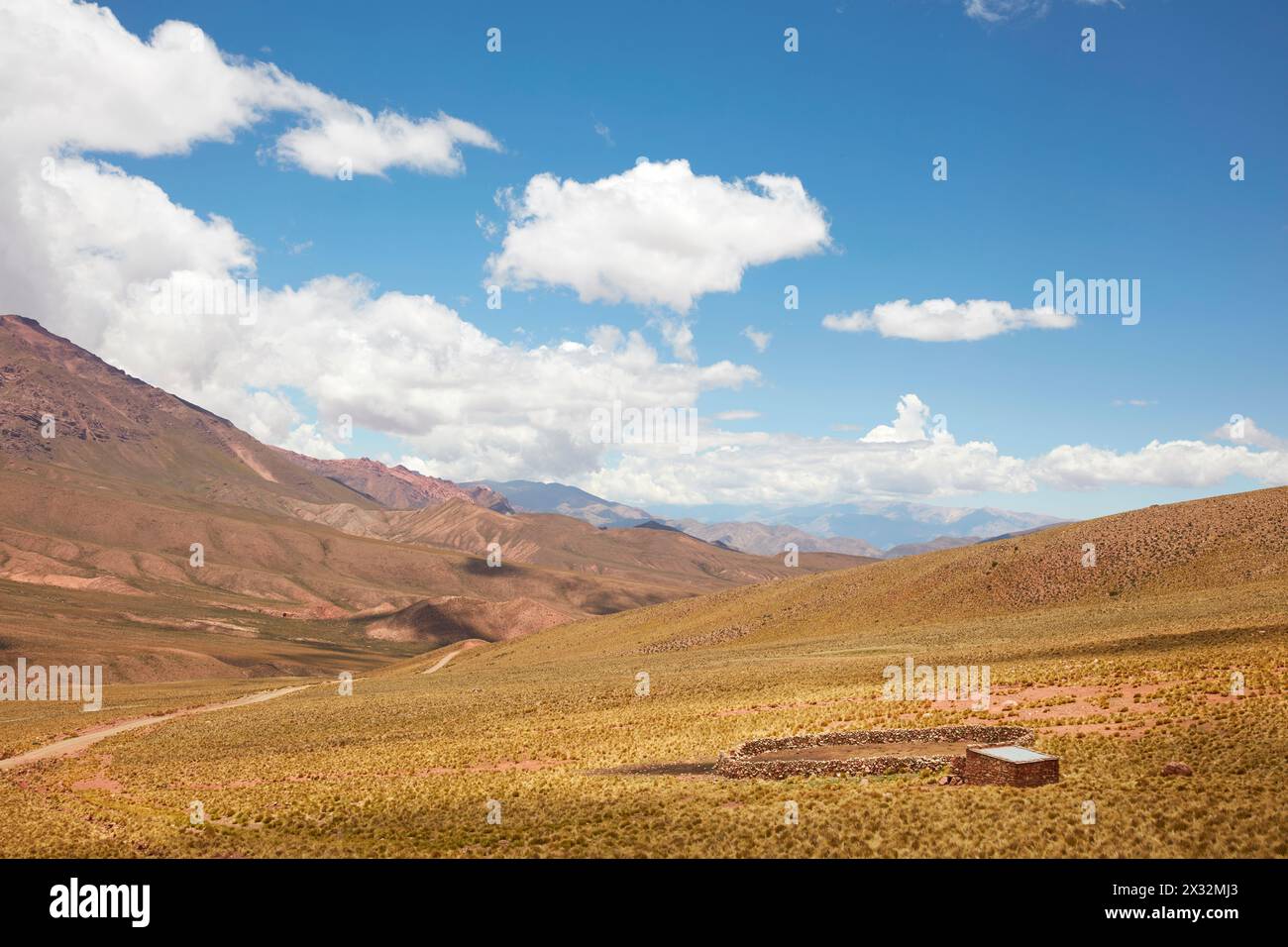 A traditional Inca fence for cattle (Pirca) in the Humahuaca mountains ...