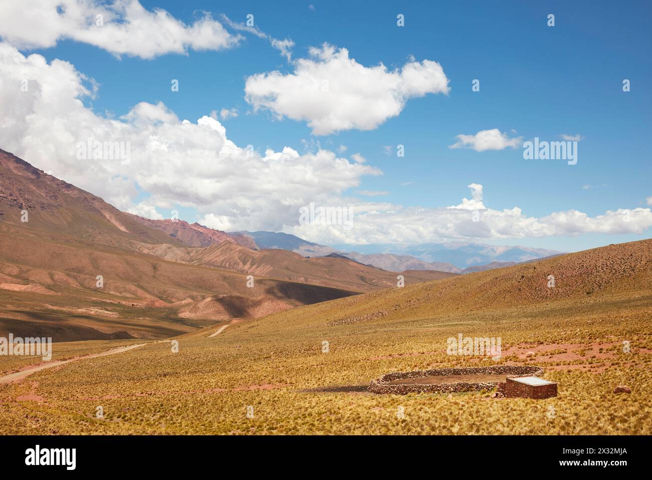 A traditional Inca fence for cattle (Pirca) in the Humahuaca mountains ...
