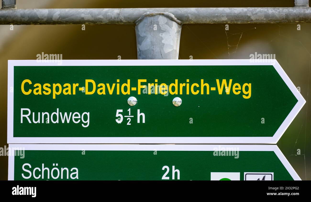 Krippen, Germany. 23rd Apr, 2024. A directional arrow for the Caspar ...