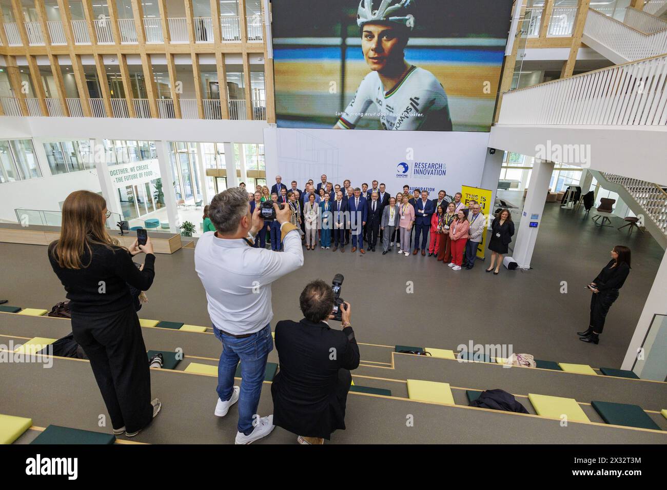 This picture shows a visit to Danone Research and innovation center ...