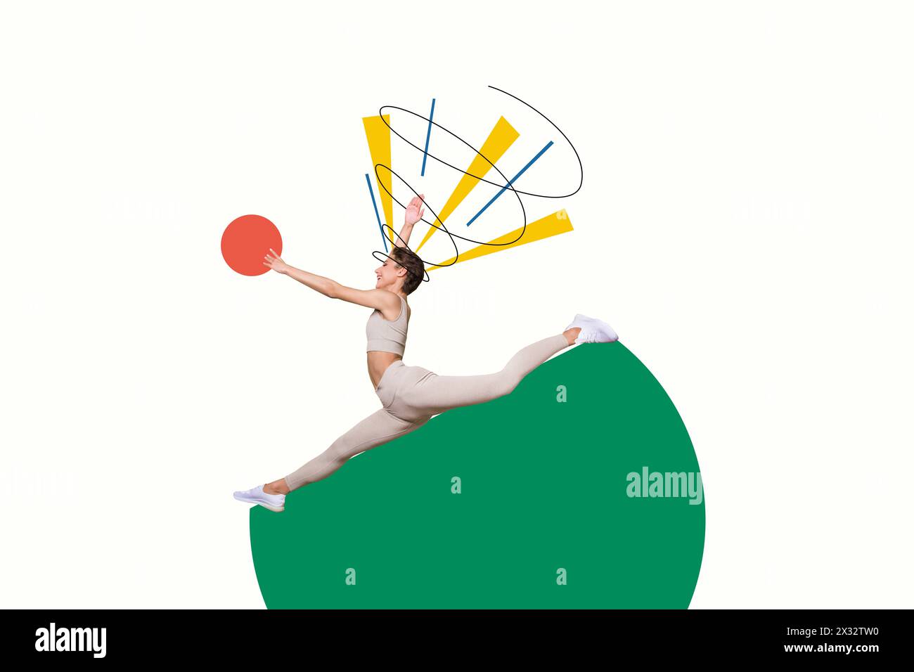 3D photo collage composite trend artwork sketch image of young gymnast ...