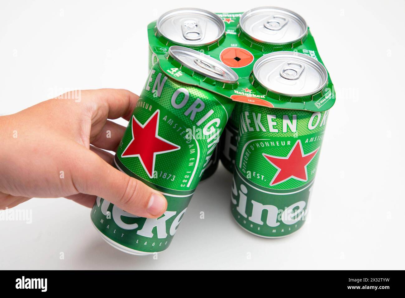 File photo dated 18/08/20 of a four pack of Heineken beer. The brewing ...