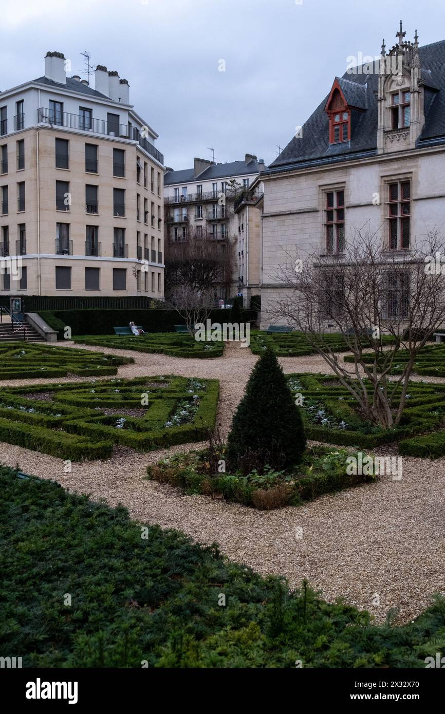 Jardin de l'Hotel de Sens, Forney library, in Paris, capital of France ...