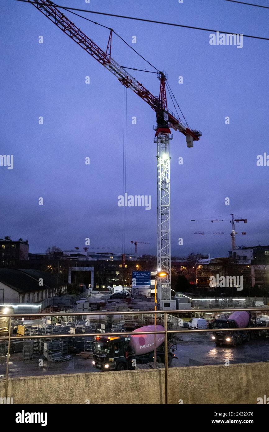 Construction work for the Paris 2024 Olympic Games on the Grand Paris ...