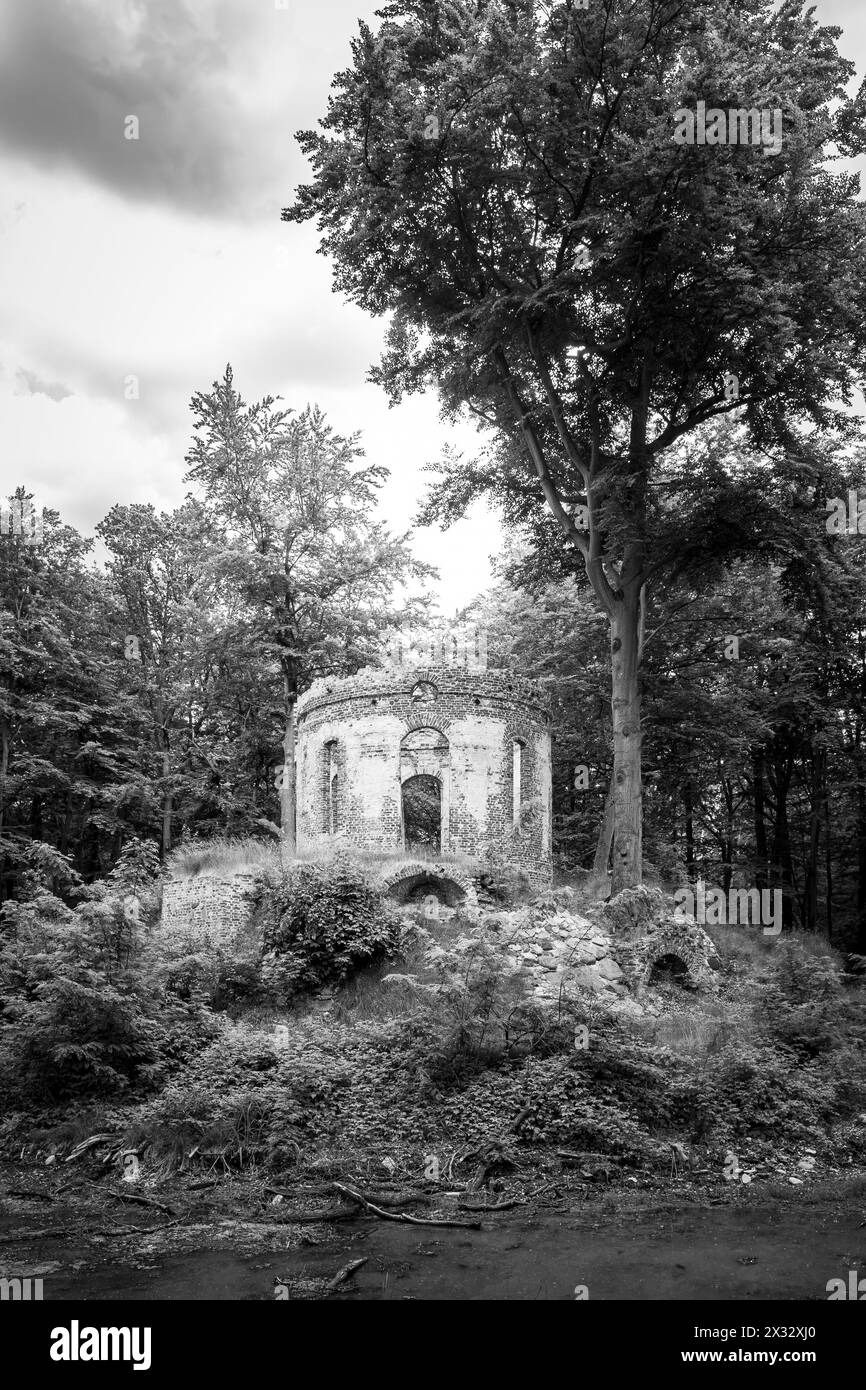 Remains of the artificial ruins in the manor park of Pokoj, Namyslow District, Opole Voivodeship ...