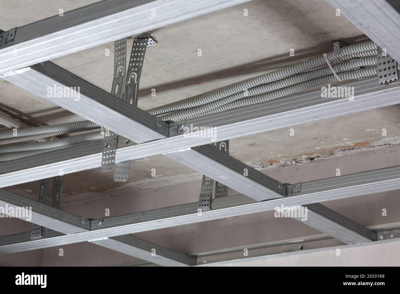 Ceiling frame made of metal profile Stock Photo - Alamy