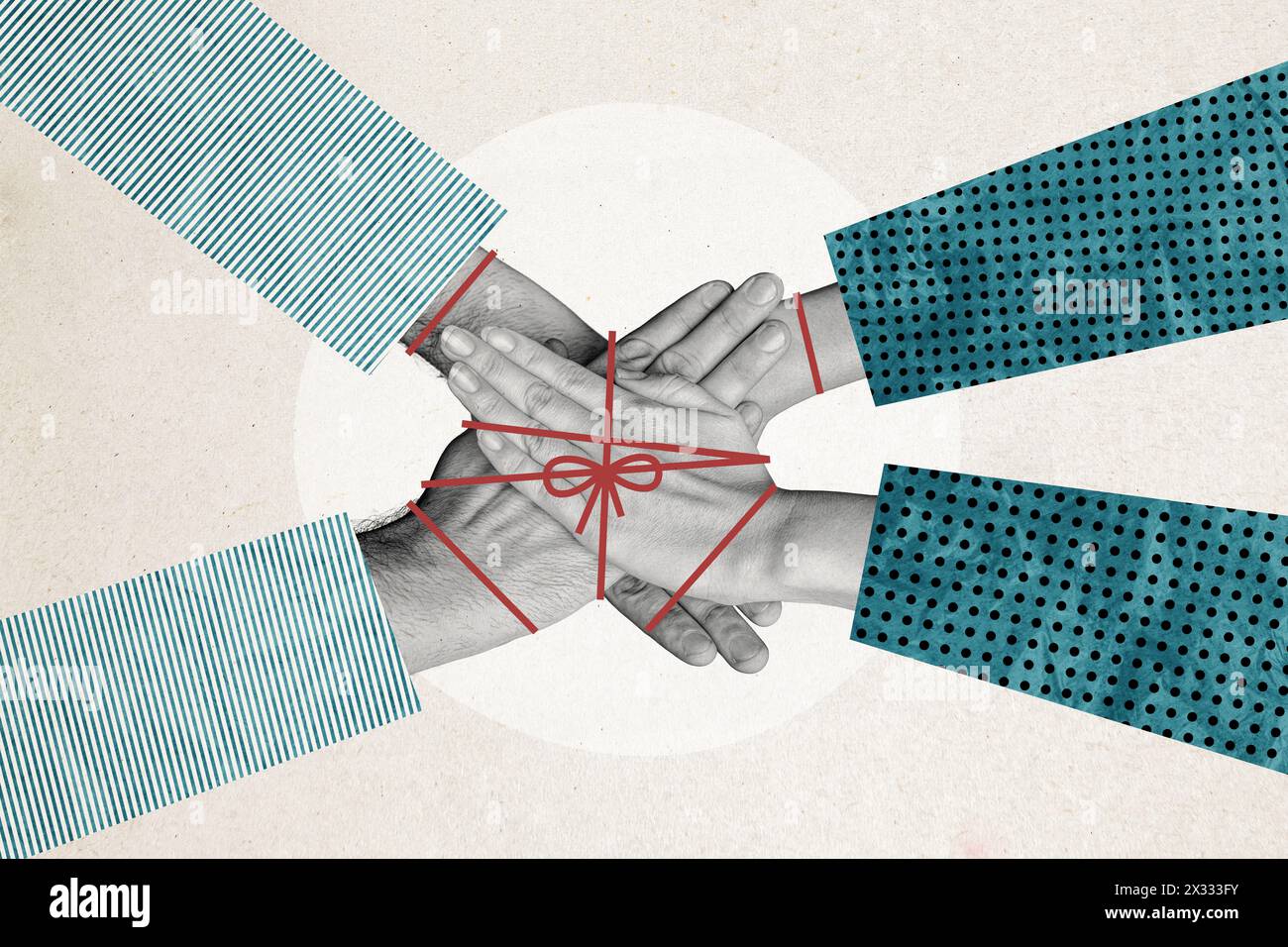 Photo collage image people teamwork hands put together cooperation ...