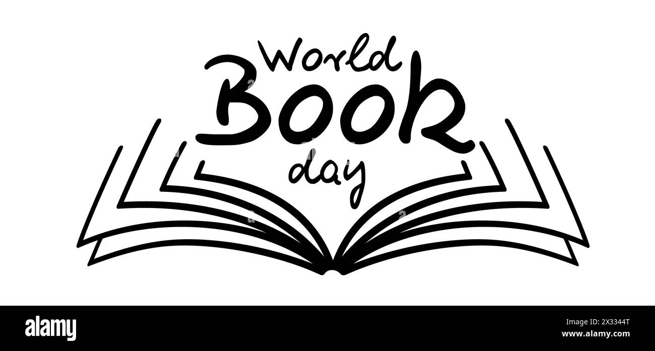 Cartoon open book and pages. Education concept. Line drawing. Opened ...