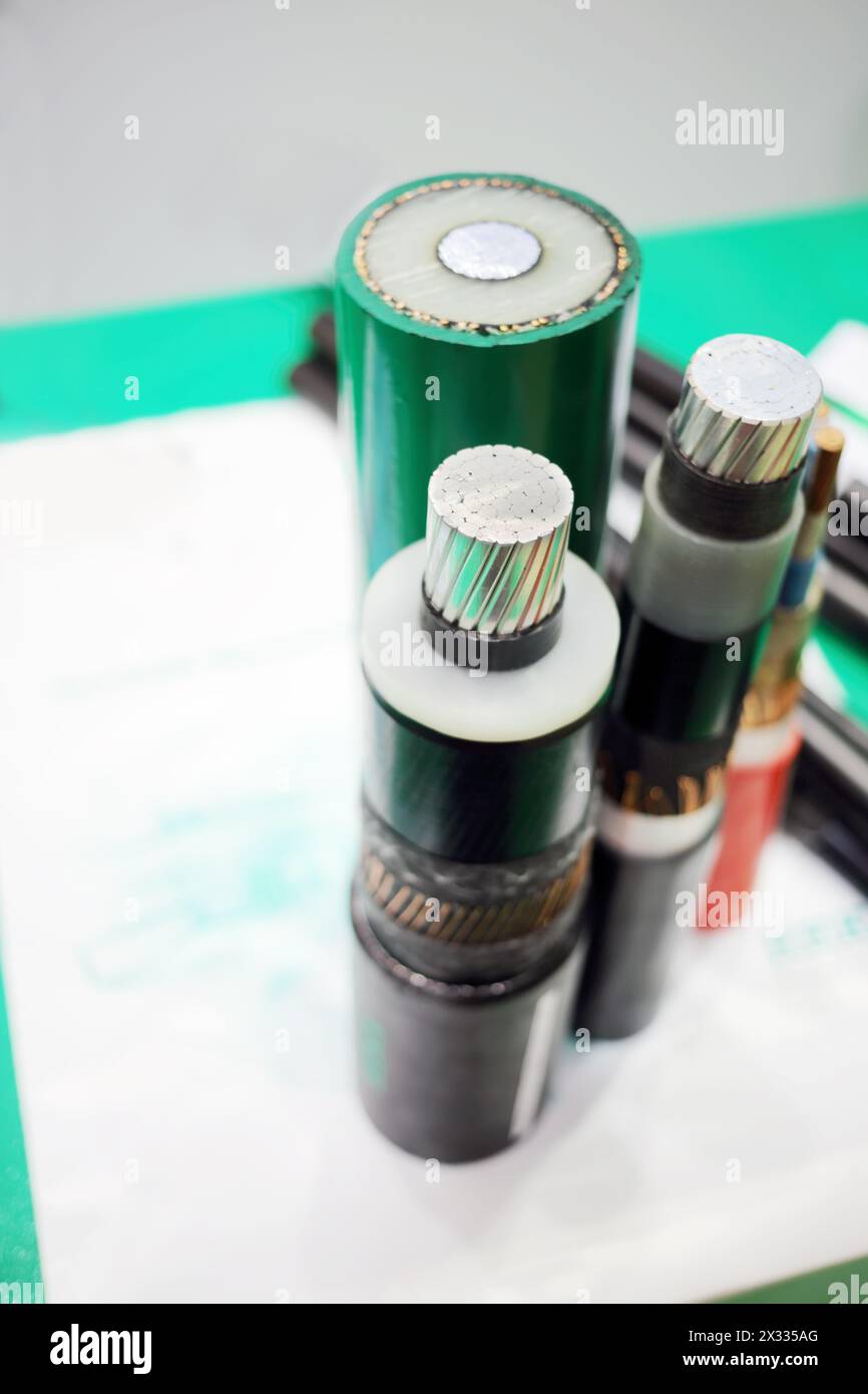 Examples of three different cables for electricity transmission Stock ...