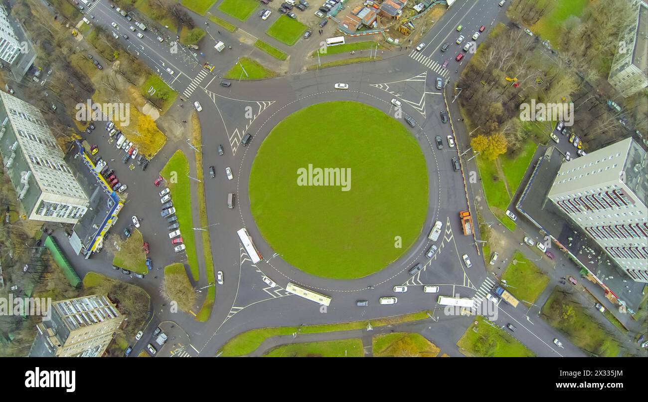 Big road roundabout aerial view hi-res stock photography and images - Alamy