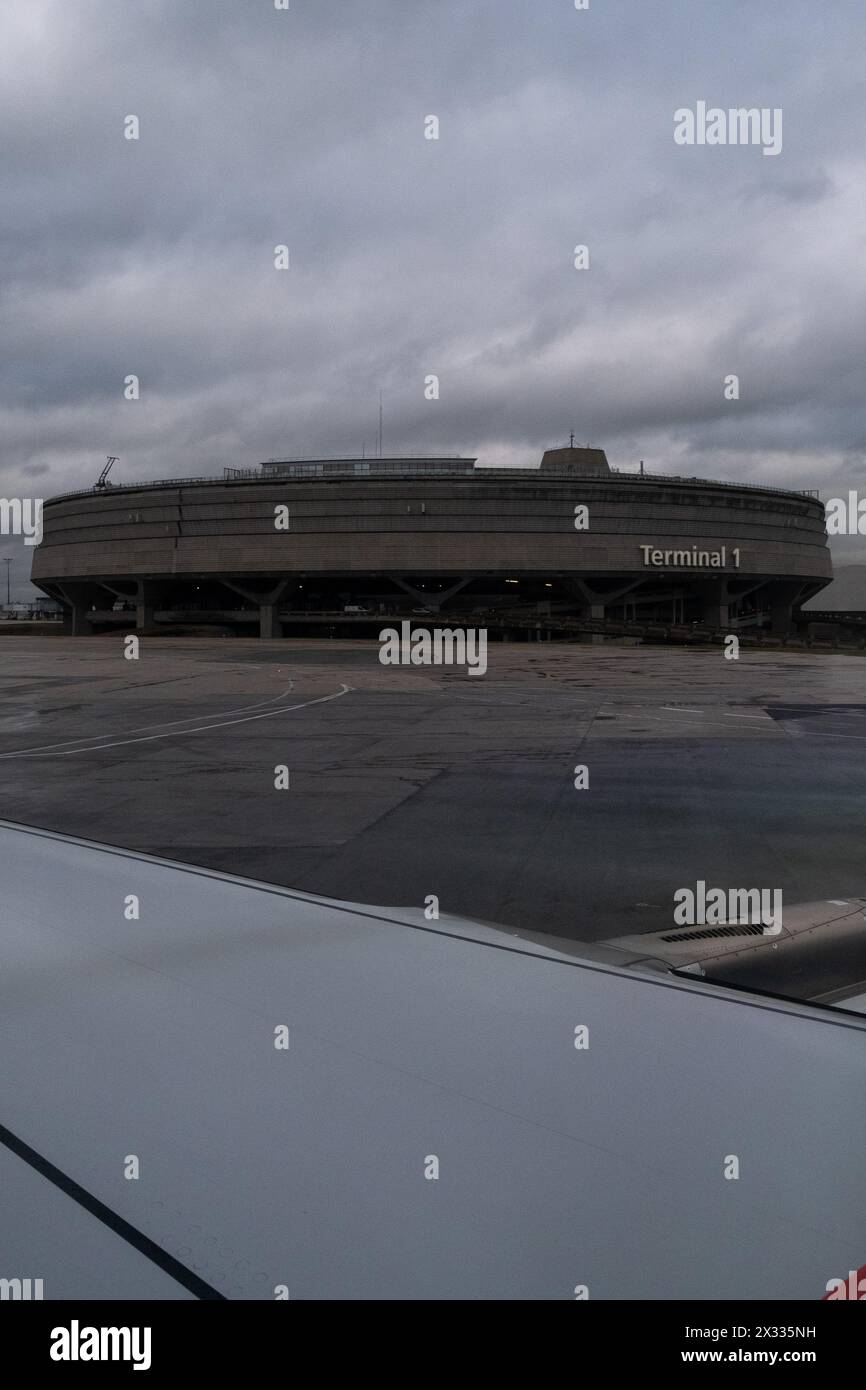 View of Terminal 1, Paris Charles de Gaulle airport, from a Sky ...