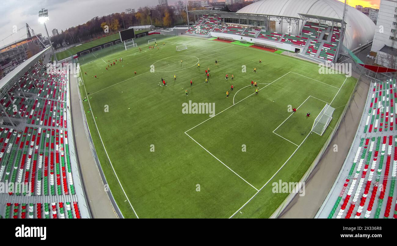 MOSCOW - OCT 17: View from unmanned quadrocopter to Small Sports Arena ...